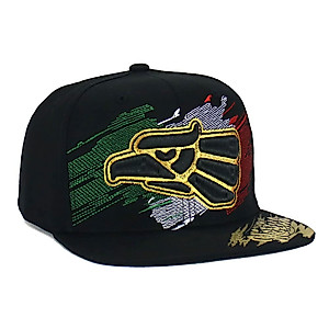 Mexican Hat Snapback Hecho En Mexico Eagle Aguila Flag Flat Bill Baseball Cap (Black - Black Eagle)