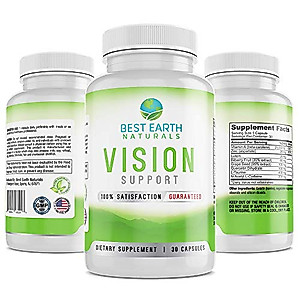Best Earth Naturals Vision Support Formula Supplement with Eye Vitamins, Lutein, Vitamin A, Quercetin and More - 30 Count