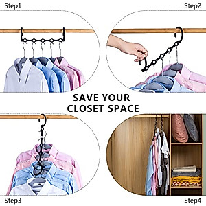 Lidermic Space Saving Hanger Smart Magic Hanger Closet Organizers and Storage Clothes Hanger Multi Hanger Sturdy Plastic Space Saver for Home, Dorms, Bedroom, Apartments (Black, 10)