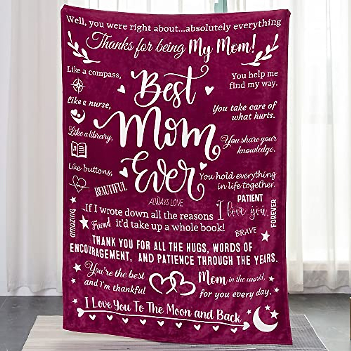 Mom Birthday Gifts from Daughter Son, Gifts for Mom, Mom Gifts, Letter Warm Soft Throw Blanket for Mom, Best Mom Ever Blanket for Mom, Mom Gifts for Birthday, Mothers Day, Christmas