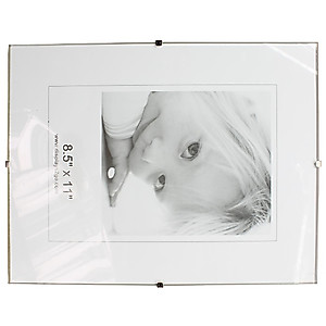 Displays2go 8-1/2 x 11 x 1/4-Inch, Tempered Glass Frameless Clip Picture Frame For 8-1/2 x 11-Inch Documents, Wall-Mounted - Sold In Sets Of 6