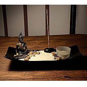 Tabletop Thai Buddha Zen Garden Rock Candle Holder Home Decor Relaxing Tranquility Gift