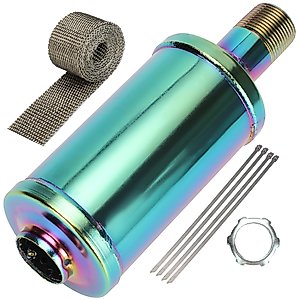 GREHUA Upgrade Exhaust Muffler Silencer for Non Hemi Predator 212cc 196cc GX160 420cc GX390 CT200U BT200X KT196 Baja Massimo MB200 98cc CT100U CC100X Mini Bike Go Kart Parts with Heat Shield Wrap Roll