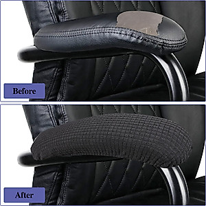 KALIONE 2Pcs Office Chair Arm Cover, Black Armrest Slipcover Pads Chair Armrest Covers, Office Seat Hand Rest Protector, Elastic Computer Arm Protectors,Arm Covers Protectors for Office Chair