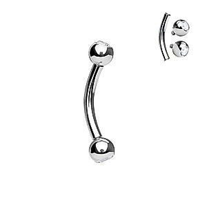 Pierced Owl 14GA G23 Implant Grade Titanium Internally Threaded Crystal Gem Ends Curved Barbell (12mm (1/2"))