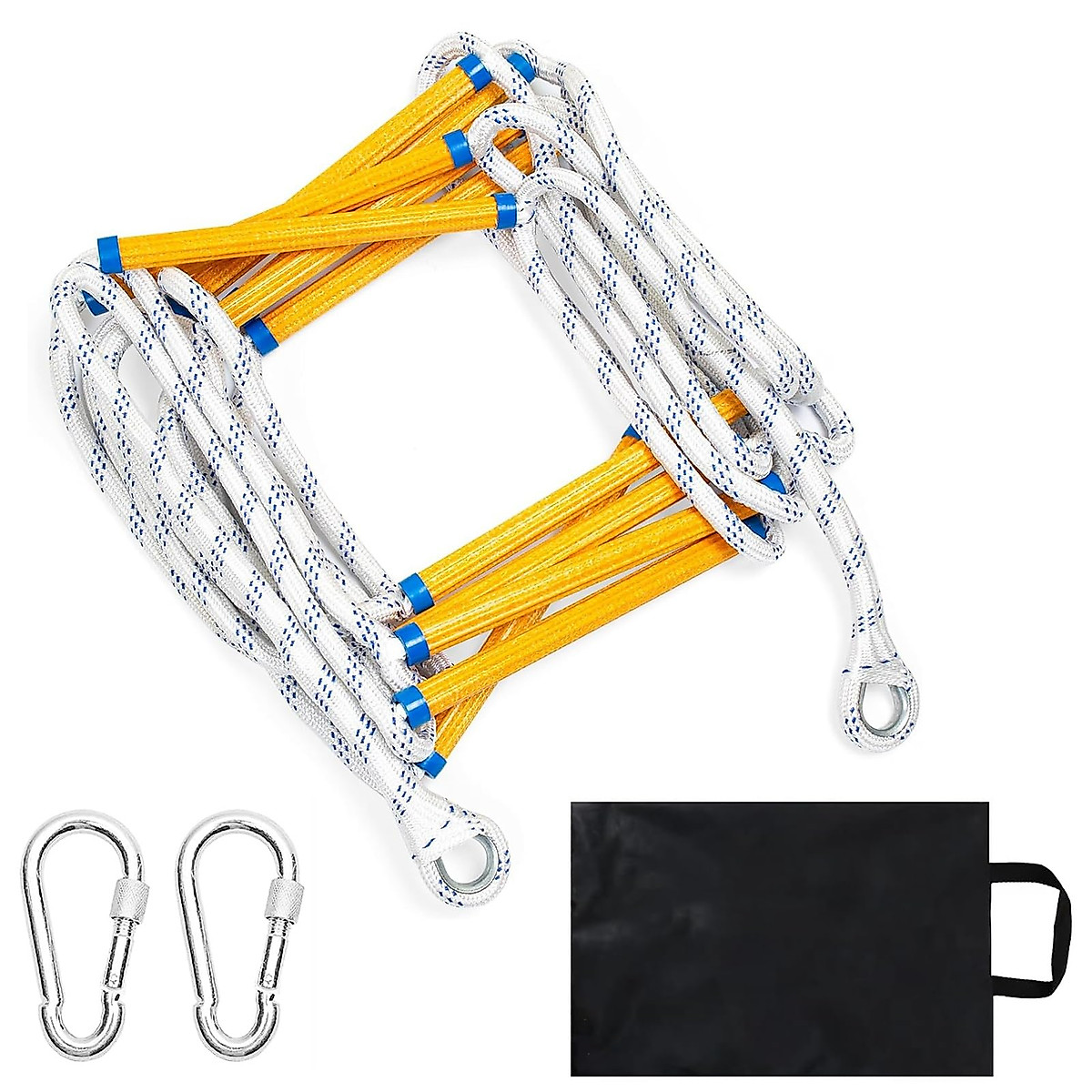 WDFYJ Emergency Fire Escape Ladder Flame Resistant Safety Rope Ladder with Hooks Fast to Deploy & Easy to Use Compact & Easy to Store Withstand Weight up to 2000 pounds(16F/5M)