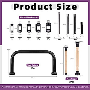 Swpeet 13Pcs Black Valve Spring Compressor Tools Assortment Kit, Including 5Pcs Pusher Adaptors,Extension Screws,Valve Lapper Set and Compression Bar for Motorcycle Car Small Engine Vehicle