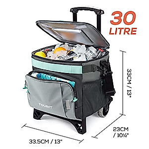 TOURIT 50-Can Collapsible Rolling Cooler Leakproof Insulated Soft Cooler Bag with Wheels and All-Terrain Cart for Beach, Camping, Patio Travel, Outdoor, Ball Fields