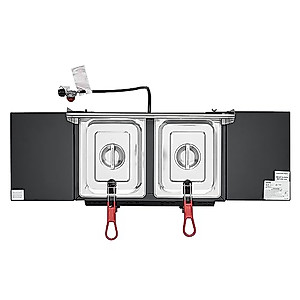 VEVOR Outdoor Propane Deep Fryer, Double Burners Commercial Fryer, 16 Qt Stainless Steel Cooker with Removable Baskets & Lids & Tanks, Oil Fryer Cart with Thermometer & Regulator, For Outdoor Cooking