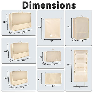 Packing Cubes for Suitcases, JARWEEN Suitcase Organizer Bags 8 Set, Luggage Organizer Bags for Travel Accessories,Carry-on Bag Storage for Trip (Beige)