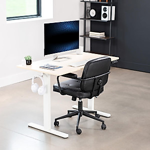 VIVO Electric Height Adjustable 44 x 24 inch Stand Up Desk, Standing Workstation with Memory Controller, Light Wood Top, White Frame, DESK-E144C