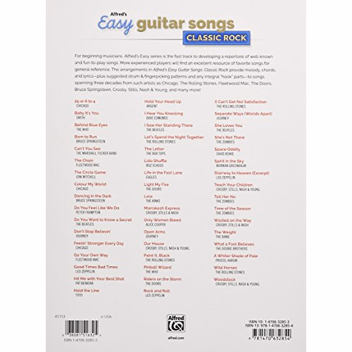 Alfred's Easy Guitar Songs -- Classic Rock: 50 Hits of the '60s, '70s & '80s