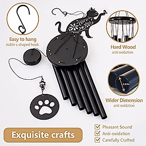 Wind Chimes for Outside, 38.1in Classic Black pet Memorial Windchimes, Memorial Gifts for Mothers, Friends and Cat Lovers, Also Suitable for Terrace Garden Decoration(Cats)