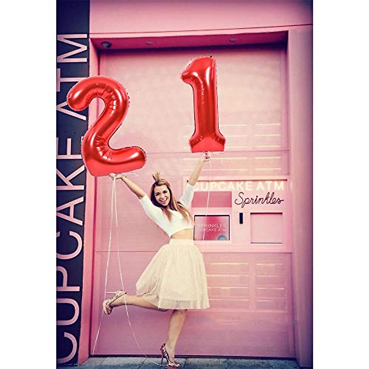 40 Inch Red Large Numbers Balloons 0-9, Number 3 Digit 3 Helium Balloons, Foil Mylar Big Number Balloons for Birthday Party Anniversary Supplies Decorations