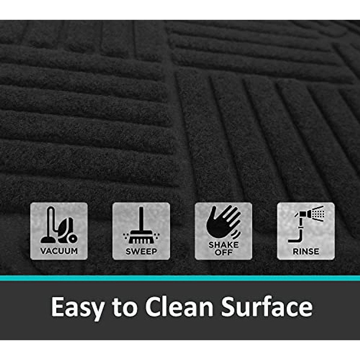2 Pack Door Mats Outdoor Indoor Entrance 30x18 Heavy Duty Easy Clean Welcome Mat Patio Waterproof, Non-Slip Exterior Rubber Doormat for Outside Entry Home, Front Door Matts, Entryway Floor Rug, Black
