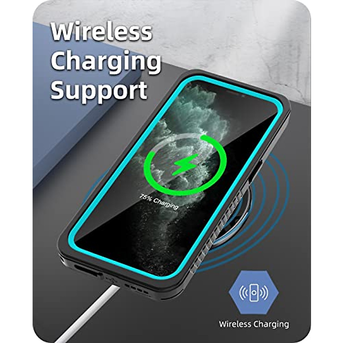 WIFORT iPhone 11 Pro Waterproof Case Built-in Screen Protector Water Resistant Cover Protective Drop Protection Hard, Shockproof Full Body Defender Tough Military Grade - 5.8" Teal