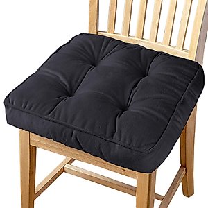 Big Hippo Chair Pads Square Chair Cushion with Ties Soft Thicken Seat Pads Cushion Pillow for Office,Home or Car Sitting 17" x 17"(Black)