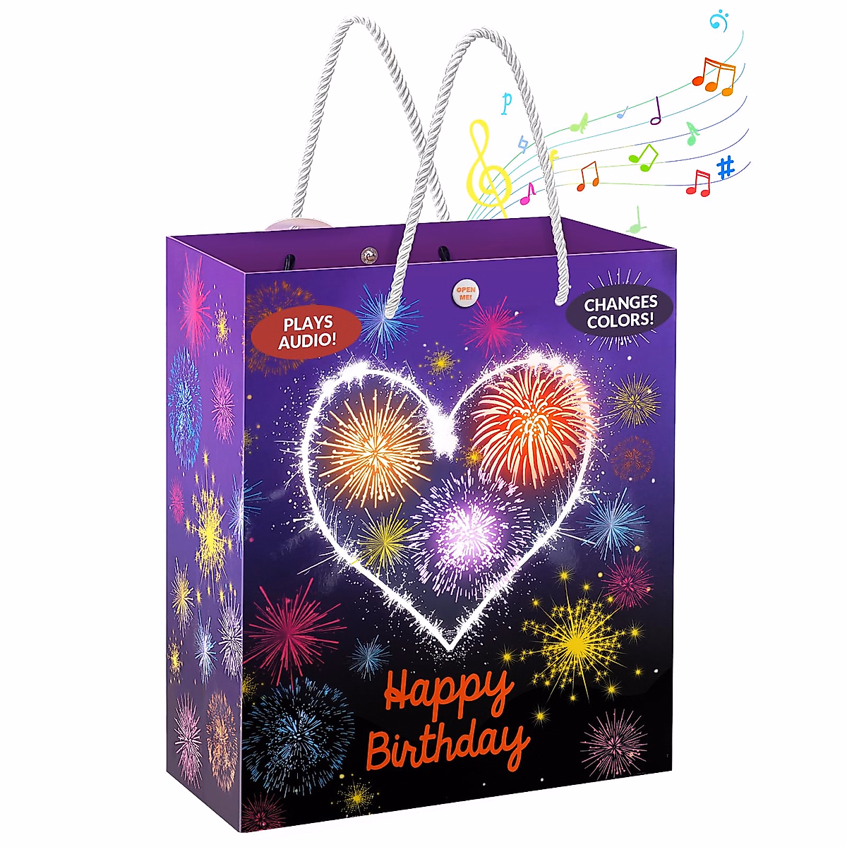 MAGICAL BAG Light & Sound Birthday Gift Bags with Fireworks & Cheering, Birthday Bags for Wife, Husband, Him, Her, Women, Men & More, Music Gift Bag Medium Size