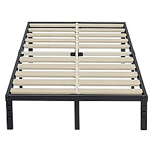 ZIYOO California King Bed Frame 14 inches Tall 3 Inches Wide Wood Slats with 3500 Pounds Support for Foam Mattress, No Box Spring Needed,Underbed Storage Space, Easy Assembly, Noise Free