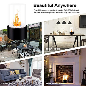 BRIAN & DANY Tabletop Fire Pit, Mini Portable Table Top Firepit Bowl, Ethanol Tabletop Fireplace for Indoor & Outdoor, Black