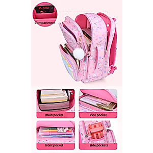 Uamdrup 16inch Pink Rainbow Backpack, Cute Unicorn Waterproof Durable BookBag Lightweight Causal Daypack For Travel Outdoor