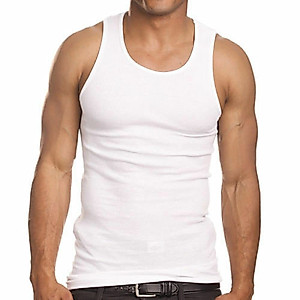 Goyoma 3 Packs Mens 100% Cotton Tank Top White/Black Wife Beater A-Shirt Undershirt (2XL, Mix)