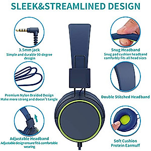 ChenFec 2 Pack Kids Headphones Stereo Foldable Headphones Adjustable Wired Over Ear Headsets with Microphone 3.5mm Jack for Online Learning Toddlers/Children/Travel/Boys/Girls Kid Headphone