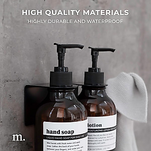MaisoNovo Adhesive Soap Holder | Shampoo Bottle Holder Set of 2 - Black | Soap Bottle Holder | Wall Mounted Soap Holder | Soap Dispenser Holder