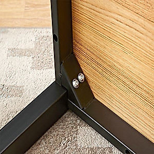 Need Small Square Dining Table- 31-1/2'' Sturdy and Heavy Duty Writing Desk for Small Spaces and Writing Table Desk, Teak Color Desktop & Black Frame AC3BB(8080) Breakroom Table