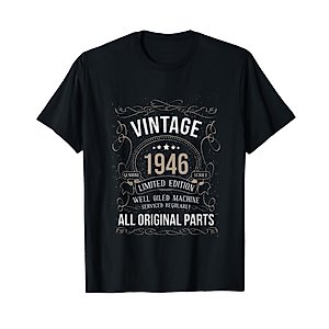 Vintage 77 T Shirt Birthday 1946 Birthday Older Car Lover T-Shirt