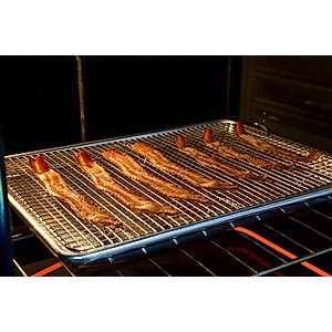 3 Pack Stainless Steel Wire Cooling, Baking, Roasting Rack with Aluminum Cookie Pan Tray Set- Heavy Duty, Commercial Quality - (1 Half Sheet, 1 Jelly Roll & 1 Quarter Sheet Pan Rack Sets)