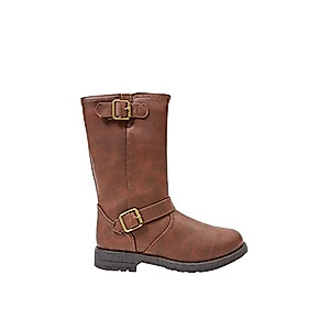 FabKids Girls Mid-calf Fashion Riding Boots Fall Winter Snow Boot Warm Western Boots For Little Kid Brown Size 1