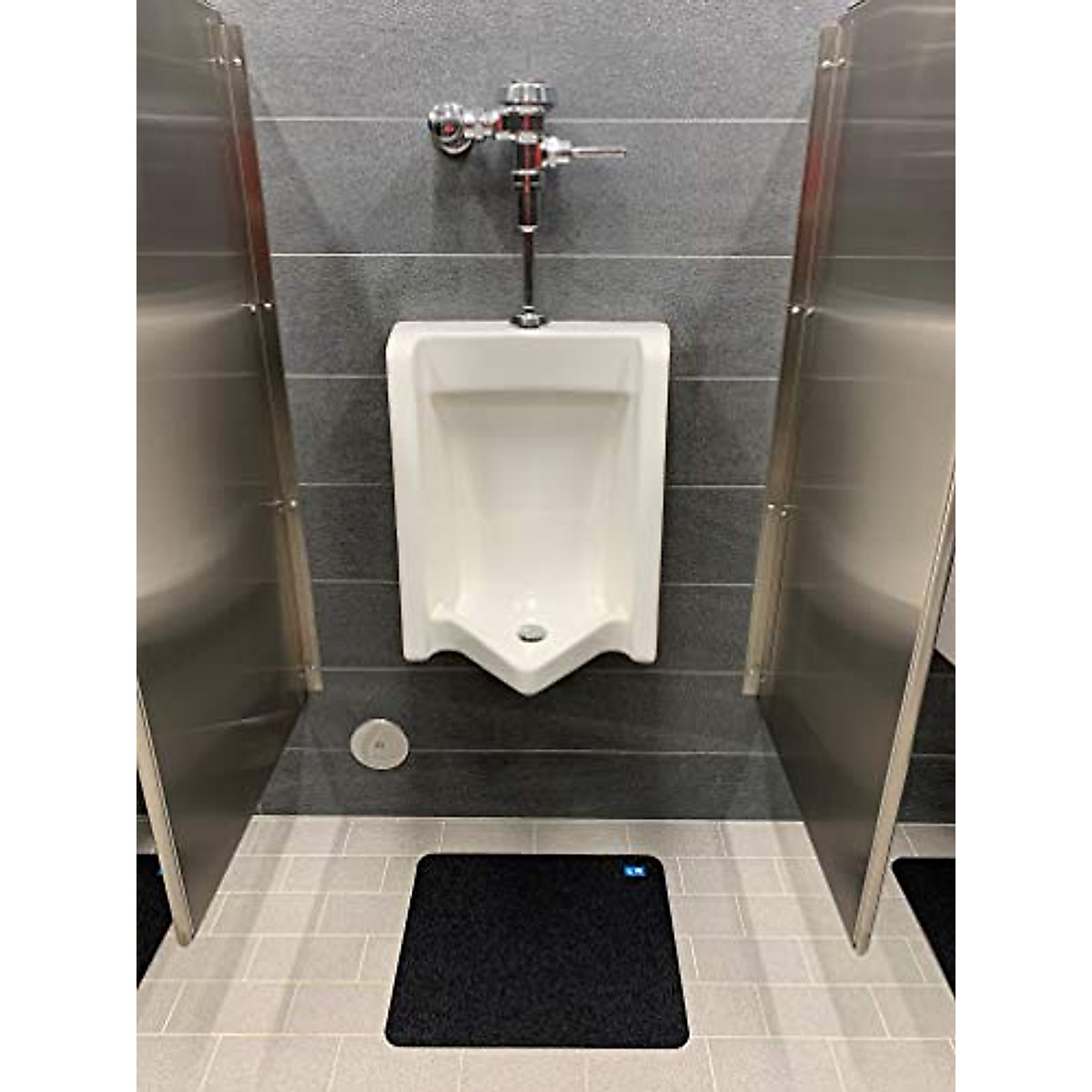 Hygomat Disposable Urinal Mats, Time Monitor, Non-Slip Adhesive, Case of 6, Charcoal, Made in The USA