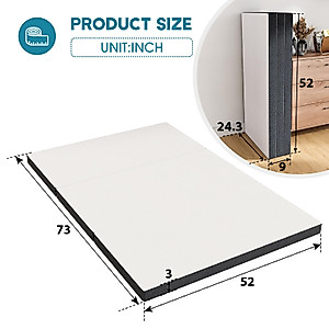 Foldable Mattress Full, 3 Inch Trifold Mattress with Breathable & Washable Cover, Foldable Mattress with CertiPUR-US Certified, Floor Mattress Foldable for Camping, Guest, Floor RV - 73" x 52" x 3"