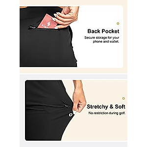 SANTINY Women's Golf Pants with 3 Zipper Pockets 7/8 Stretch High Waisted Ankle Pants for Women Travel Work (Black_XL)