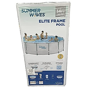 SUMMER WAVES 14ft Elite Frame Pool with Filter Pump, Cover, and Ladder
