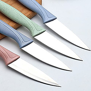 Kocpudu Fruit Knife Small, 3 Sharp and Durable Fruit Knife, Exquisite and Beautiful, with Scabbard, Paring Knife is Suitable for Most Vegetables, Fruits and Meat (pink, Blue, Green)