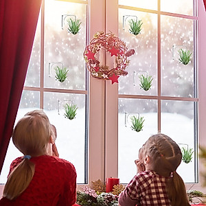 24 Pcs Air Plants Holder, Acrylic Air Plant Hanger with Mounting Tape for Hanging Air Plants on Glass Display Home Decoration, Plants Not Included