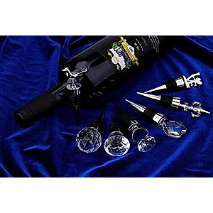 Crystal Wine and Beverage Bottle Stopper Corks for Wine, Made of Zinc Alloy and Glass, Decorative and Reusable Diamond Plug with Gift Box, Multi-Option (2pcs Crystal)