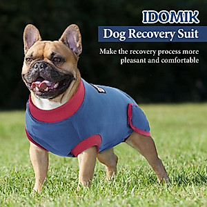 IDOMIK Recovery Suit for Dogs After Surgery, Soft Dog Surgery Suit for Female Dogs Cats, Small Medium Dog Onesie for Female Spay Surgery, Dog Cone Alternative Anti-Licking Abdominal Wound