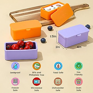 BEFSOP Salad Dressing Container To Go, Compatible with Lunch Box for kids,3x5oz Food Safe Silicone Small Condiment Containers with Lids,Reusable Silicone Baking Cups Snack Containers Sauce Cups