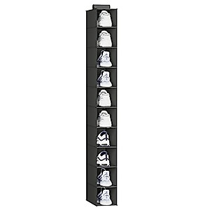 YOUDENOVA Hanging Shoe Organizer for Closet, 10-Shelf Closet Shoe Organizers, Hanging Shoe Rack, Grey