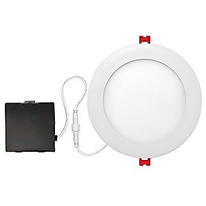 Globe Electric 90933 6" Ultra Slim LED Integrated Recessed Lighting Kit, 12 Watts, Energy Star, IC Rated, Dimmable, Wet Rated, White Finish, 6.31" Hole Size, LED Recessed Lighting, Bathroom Lights