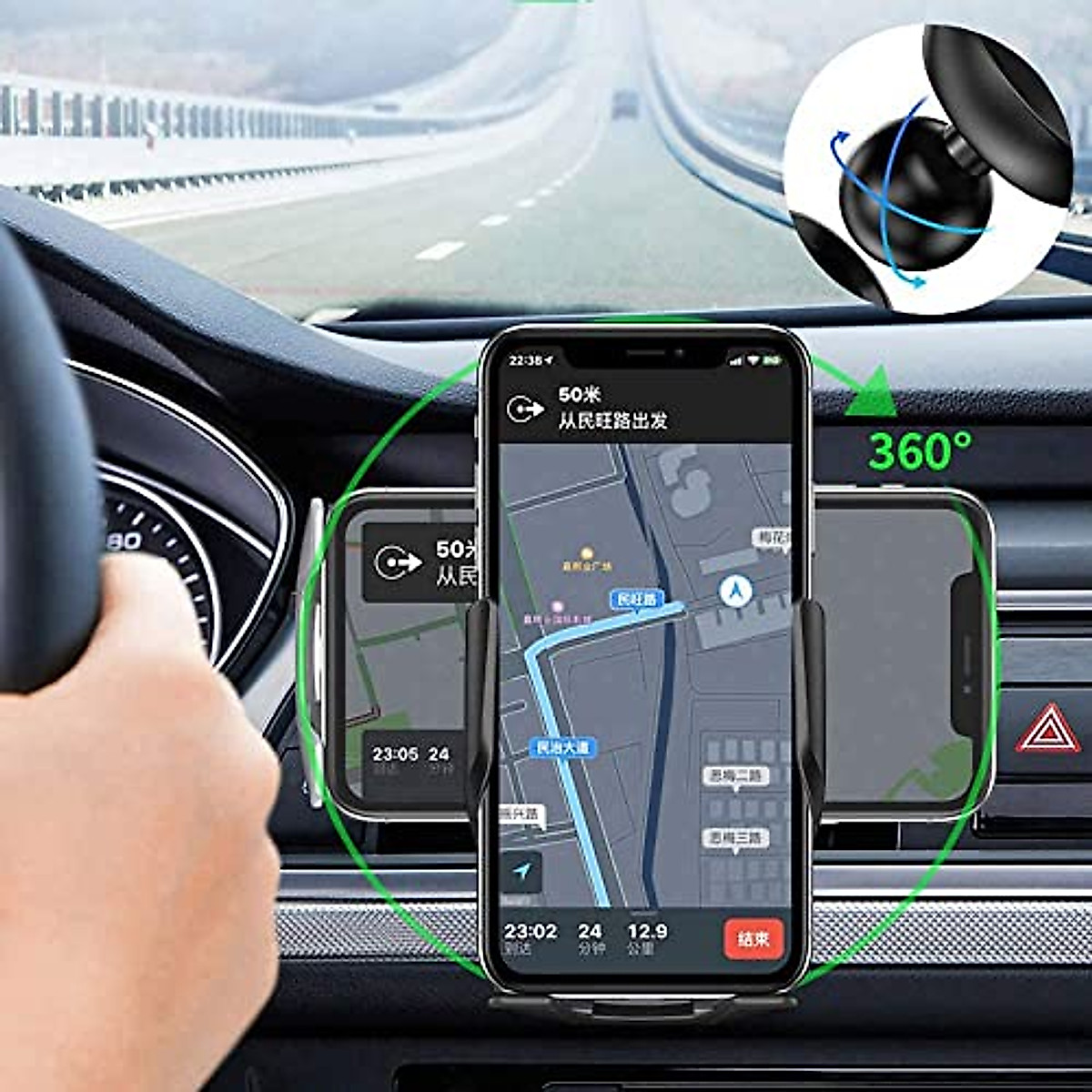 Wireless Car Charger Mount, Infrared Sensor Automatic Clamping Mount 15W Fast Wireless Car Phone Holder for Apple iPhone 14/13/12/11/Pro/X/XR/XS, Sensor Air Vent Cell Phone Car Mount for Samsung