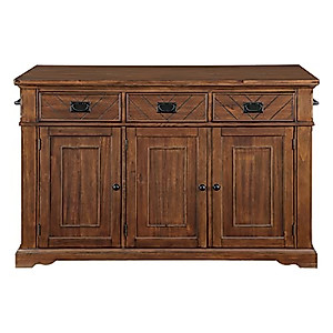 OSP Home Furnishings Palisade Kitchen Island with 3 Drawers and Cabinets with Adjustable Shelves and Pan Storage, Oak Finish