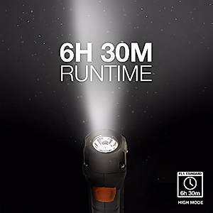 Energizer HC-300 LED Flashlight, IPX4 Water Resistant, Maximum Durability, Smart Dimming LED, High-Performance Task Light, Batteries Included, Black/Gray