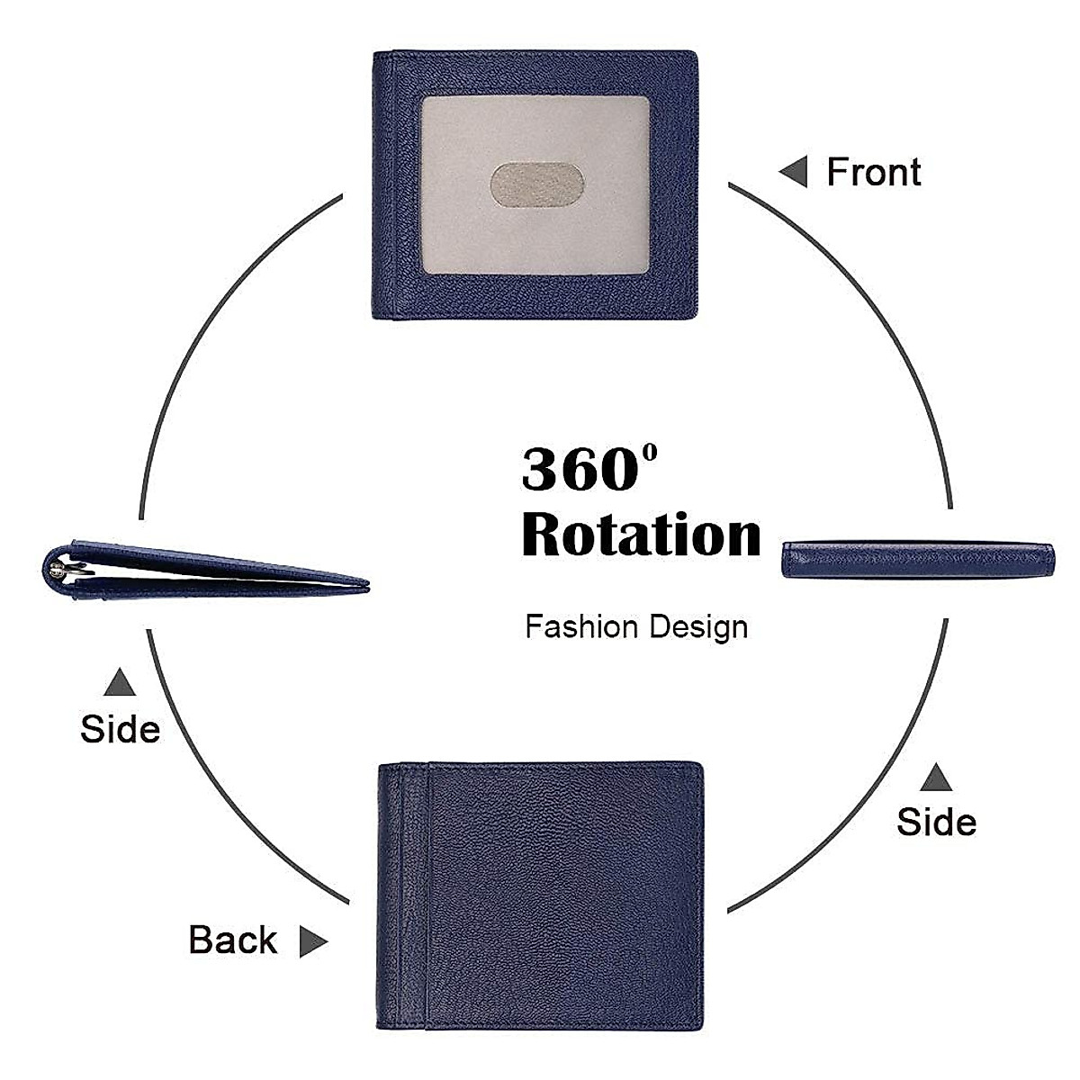 Aucuu Credit Card Wallet, RFID Blocking Bifold Minimalist Slim Pocket Purse, Metal Money Clip Holder (10 Slots, 1 ID Window, Cash Clip) Gift for Men & Women , L2us-2140964, Blue, 11 x 7.8 x 0.6 cm