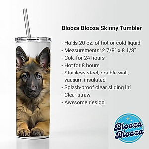 Belgian Tervuren Dog Puppy Photo Skinny Tumbler 20oz with Straw Insulated Water Bottle Gift