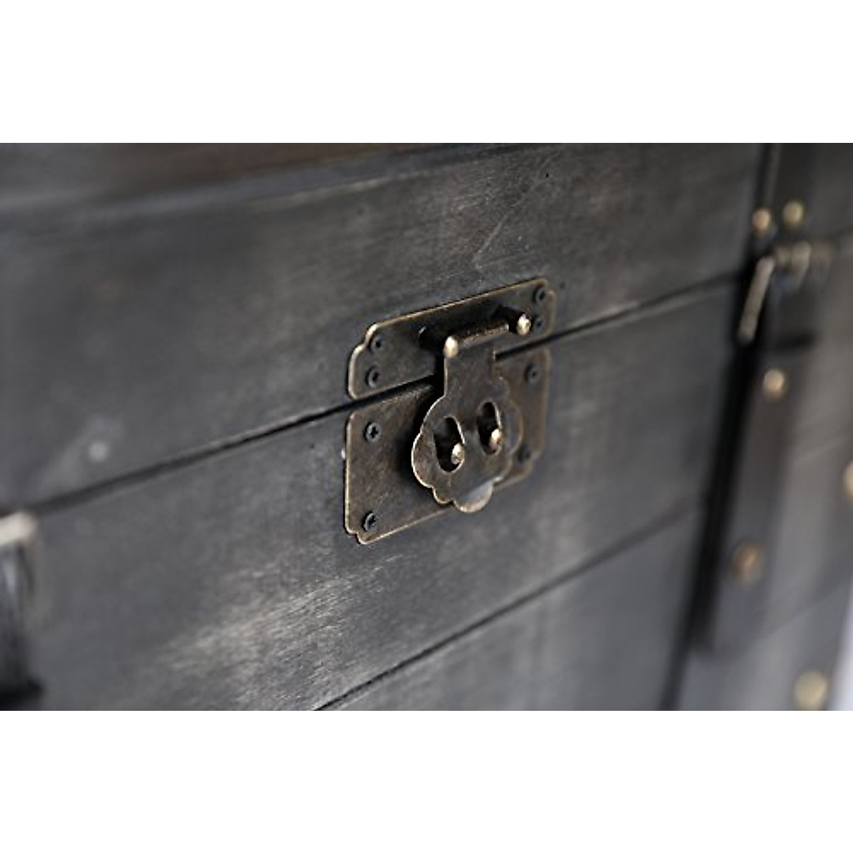 Vintiquewise Distressed Black Medium Wooden Storage Trunk