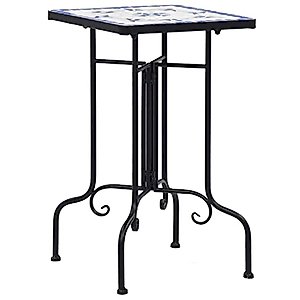 ZQQLVOO Mosaic Side Table,Plant Stand,Plant Rack,Plant Display Stand,Multi-Purpose Plant Stand,Flower Stands,For Backyard,Garden, Balcony,Terrace,Blue and White Ceramic